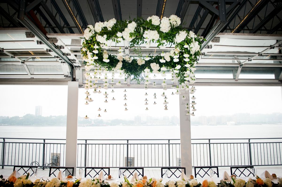 Floral Chandelier for Chelsea Piers Wedding | by Bride & Blossom, NYC's ...