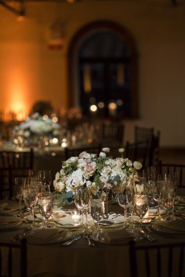 Lauren & Brett Wedding – Liberty Warehouse Brooklyn – Low Centerpiece ...