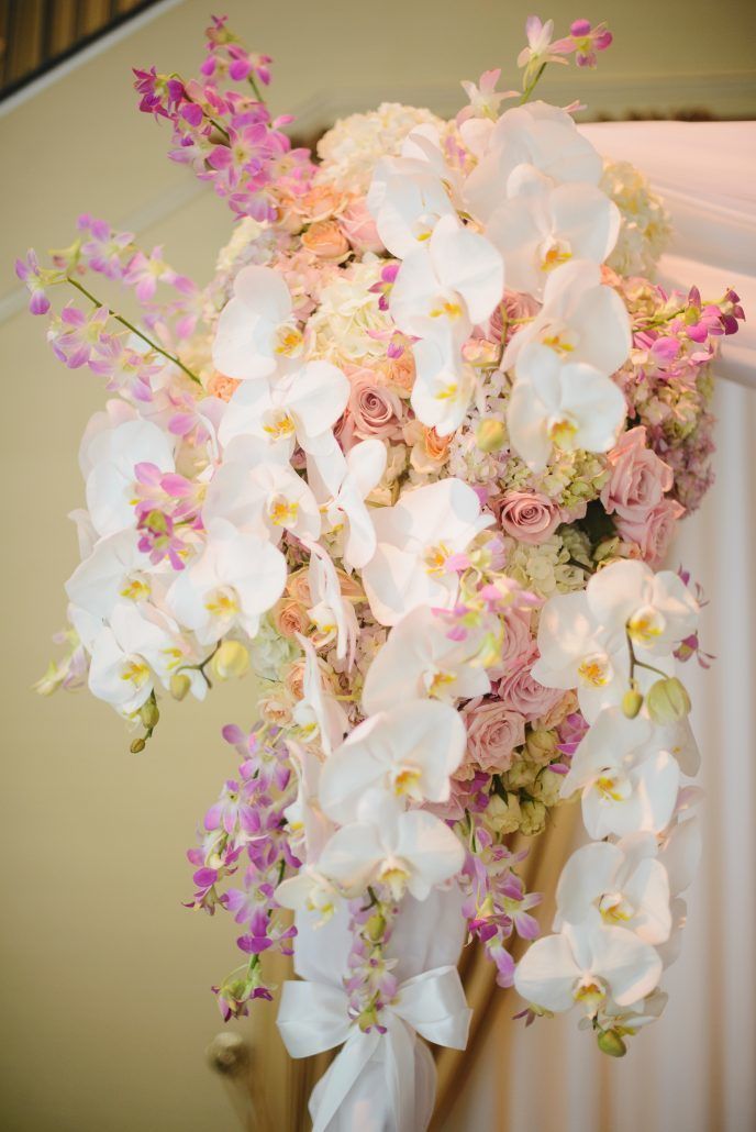 Esther & Emmanuel – White Pink Purple Orchid Rose Arch Detail – Palace ...