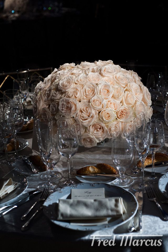 Lindsey & Greg – Blush Rose Low Centerpiece – Pierre Hotel – by Fred ...