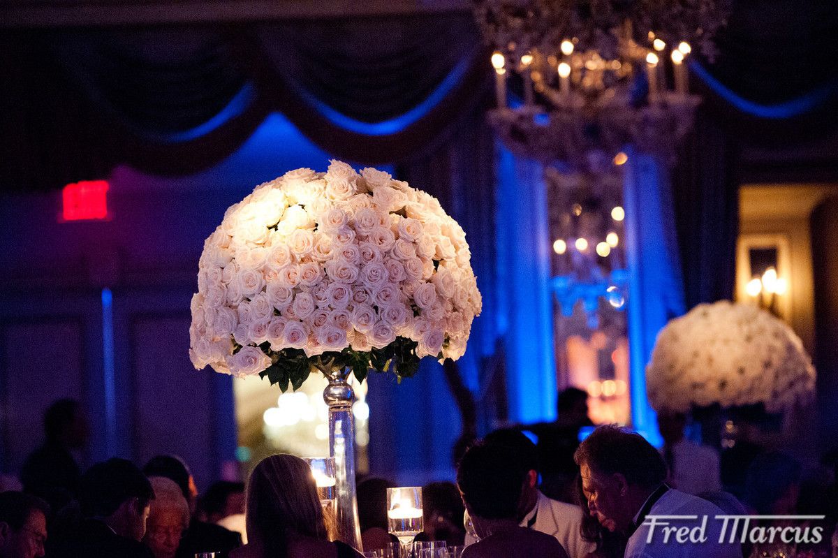Lindsey & Greg – Cream Rose High Centerpiece – Pierre Hotel – by Fred ...