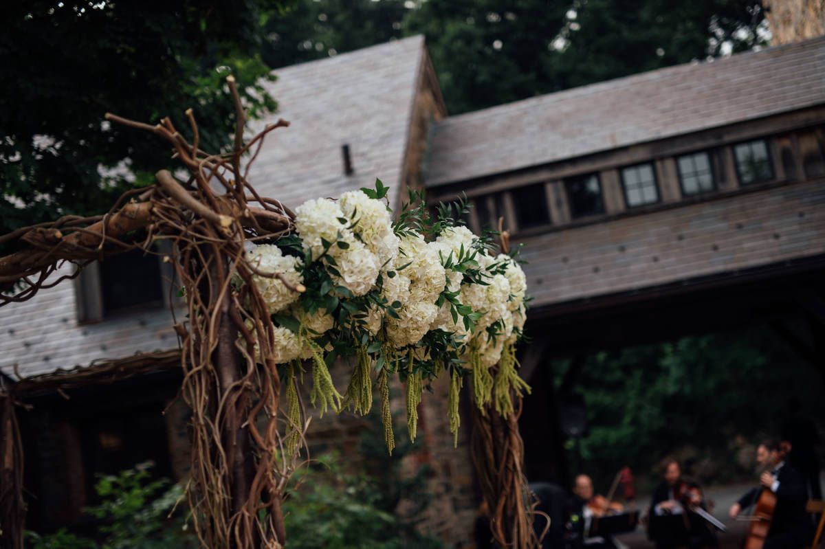 Stephanie & David – Hydrangea Greenery Ruscus Wisteria Chuppah – Blue ...