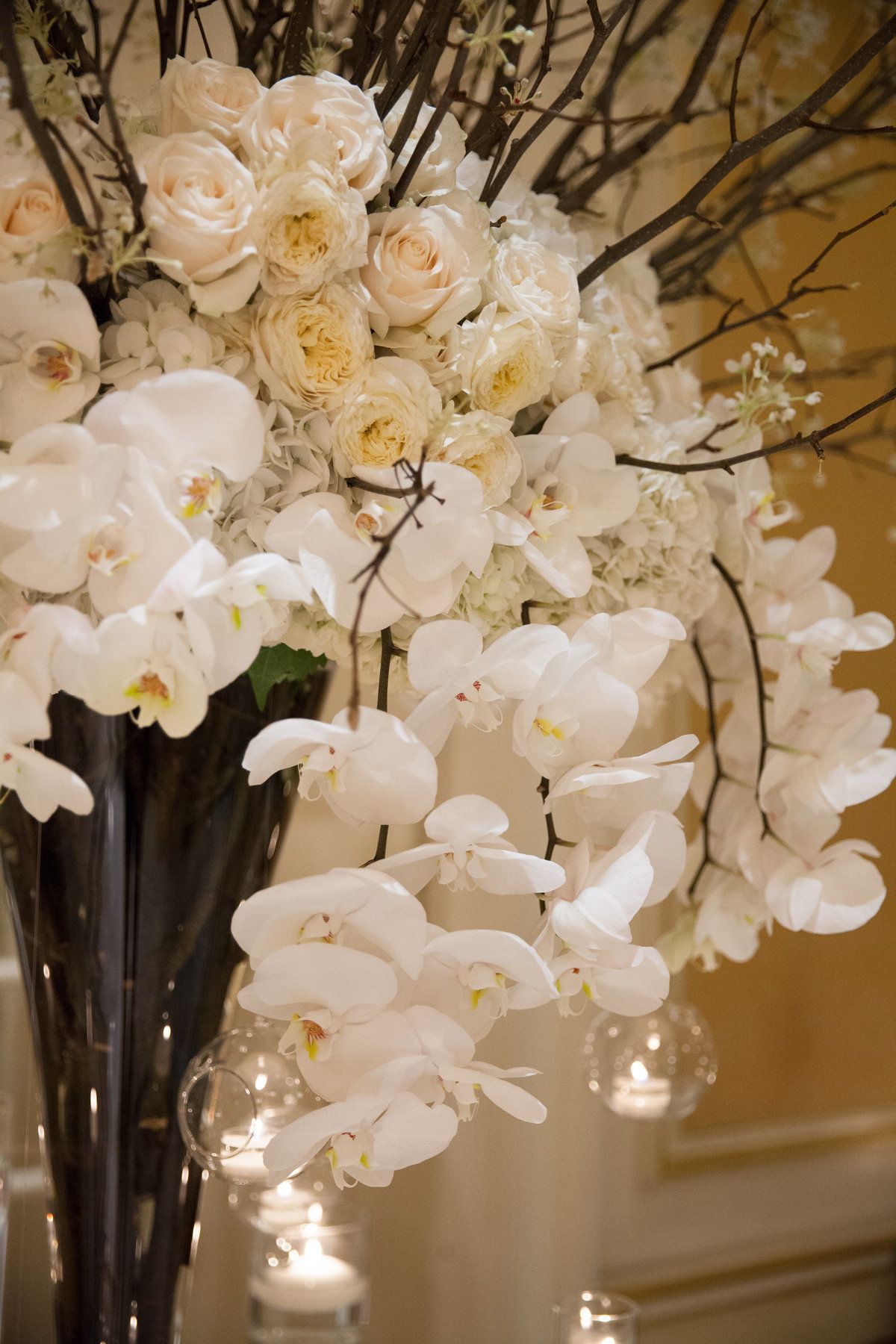 Amanda & Thomas – Cherry Blossom Branches Garden Rose Vendela Rose ...