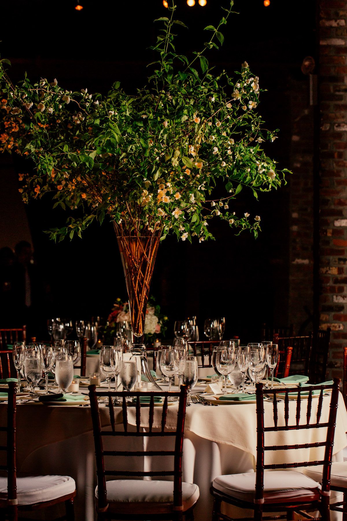 Andrea and John – Mock Orange Branches High Centerpiece – Liberty ...