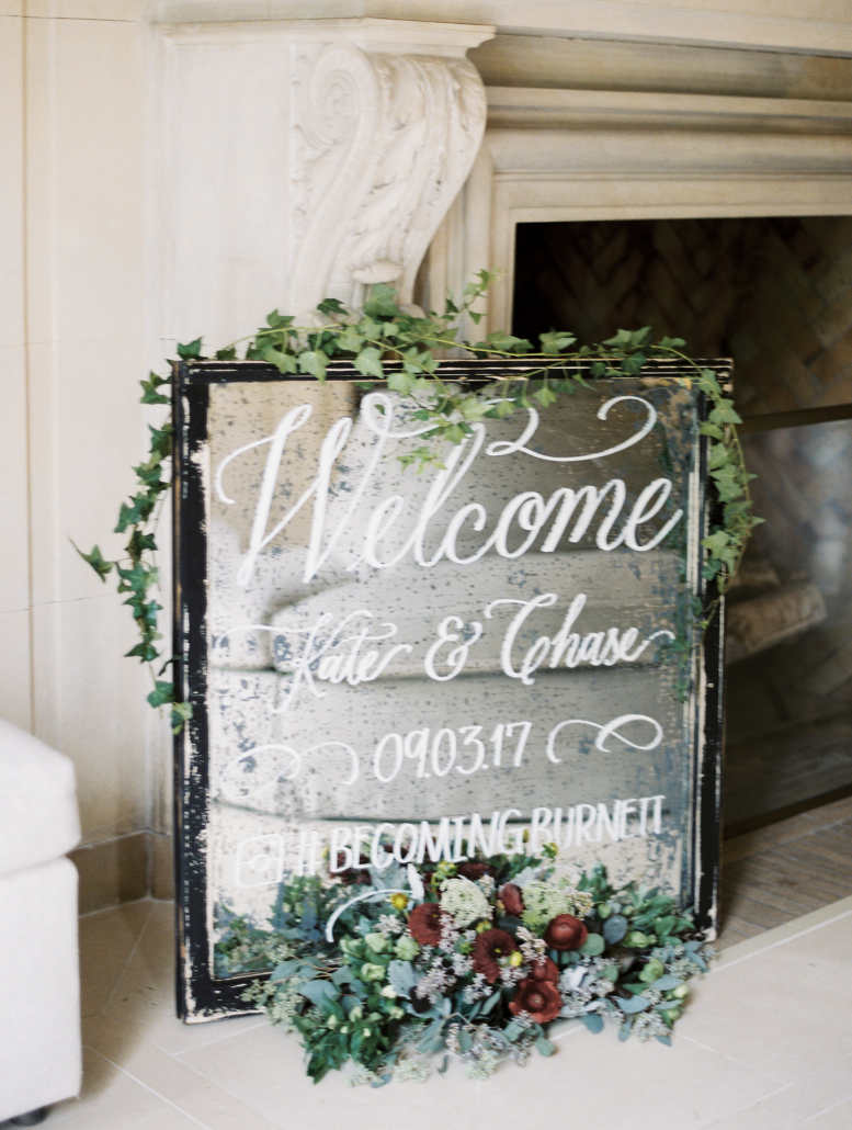 Kate & Chase Wedding – Welcome Sign – Mansion at Natirar – by Sally ...